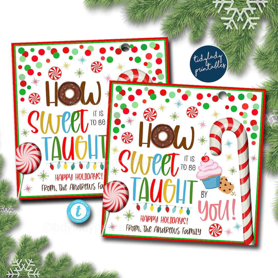 Christmas Teacher Favor Tags, Holiday Appreciation Labels Printable ...