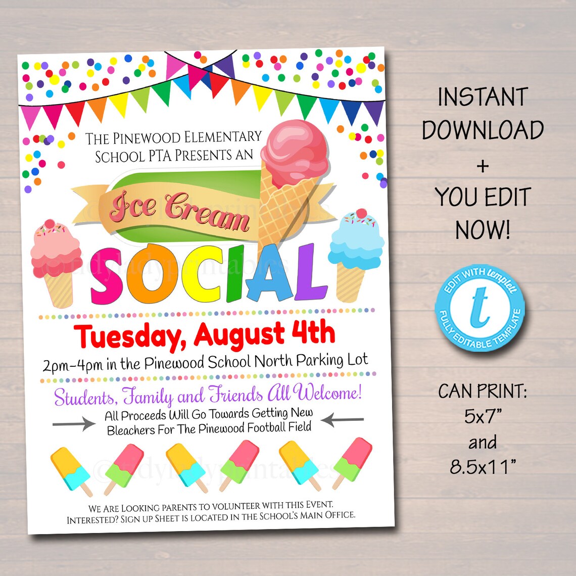 EDITABLE Ice Cream Social Invite Teacher Appreciation | Etsy
