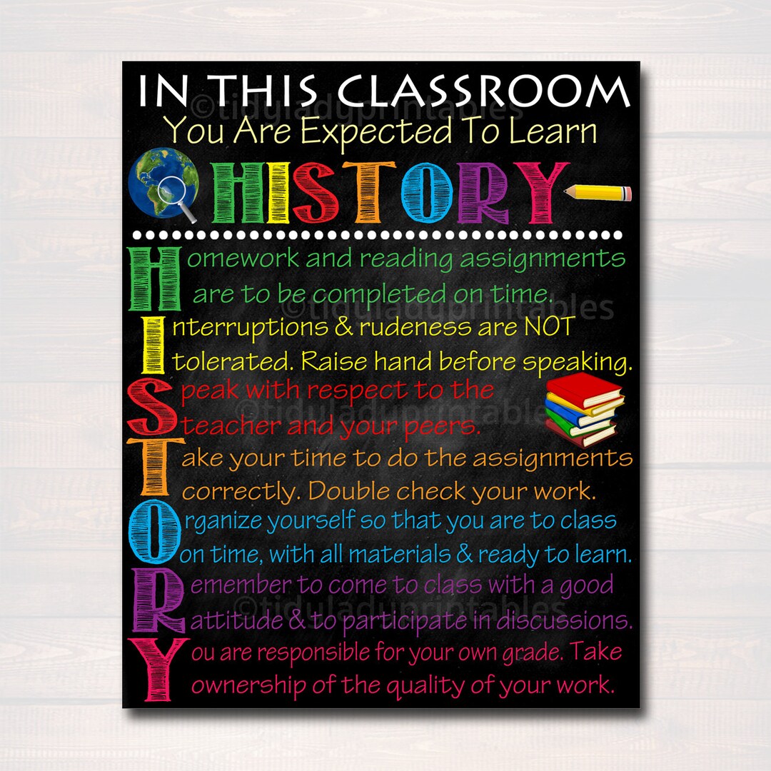 History Classroom Rules Poster: High School Decor (digital Download) - Etsy