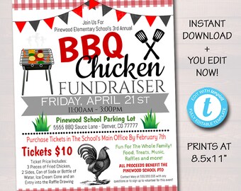 BBQ Fundraiser Flyer Barbeque Cookout Event Invitation Company Grill ...
