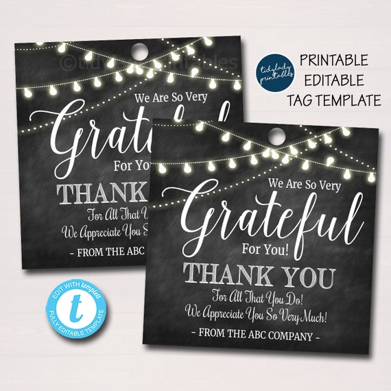 Appreciation Gift Tags We're Grateful for You Employee - Etsy