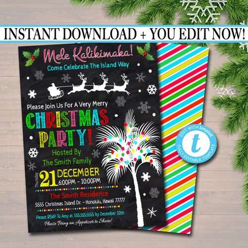 Tropical Christmas Party Invitation - Etsy