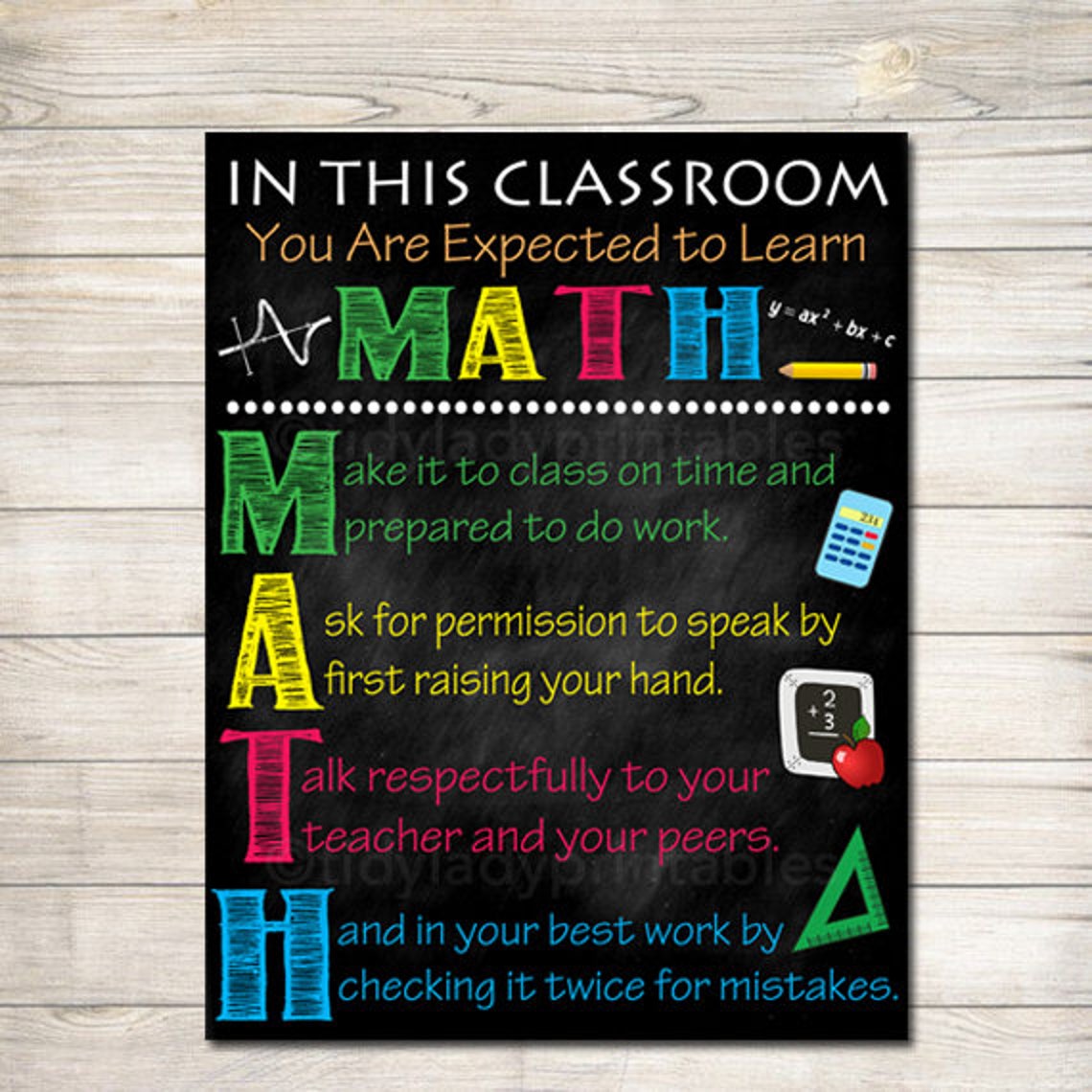 MATH Teacher Classroom Poster, Printable Math Classroom, Math Poster ...