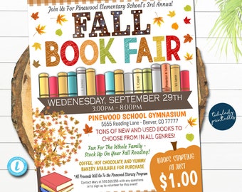 Book Fair Editable Flyer School PTO/PTA Fundraiser - Etsy