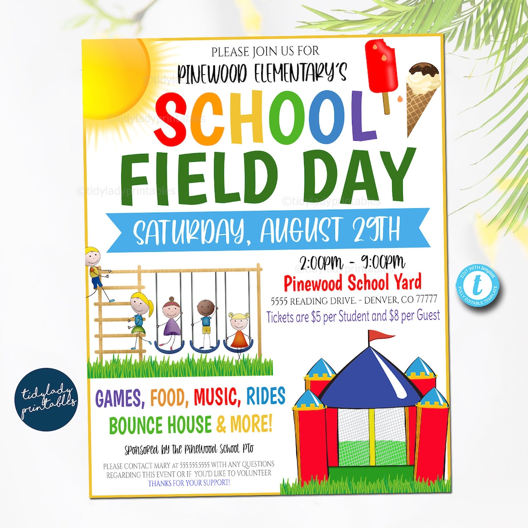 Editable School Field Day Flyer: Printable PTA Event Invitation - Etsy