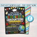 Editable Graduation Invitation Chalkboard Printable Kindergarten ...