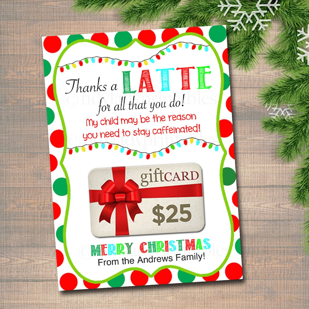 EDITABLE Coffee Gift Card Holder, Thanks a Latte, Printable Holiday ...