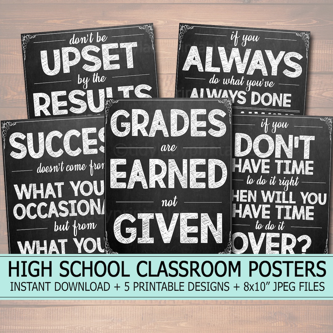 Chalkboard Classroom Posters: Success & Responsibility Quotes (digital ...