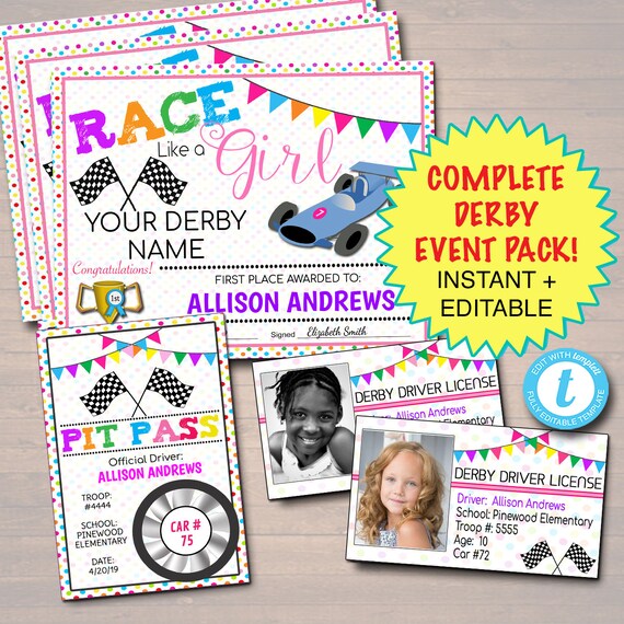 20% OFF EDITABLE Powder Puff Derby Pack INSTANT Download Troop Activity ...