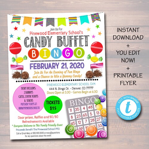 Editable Bingo Night Flyer Template Family Game Night Invite - Etsy