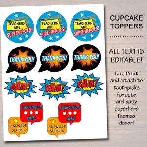 EDITABLE Teacher Appreciation Superhero Themed Decor, Digital Files ...