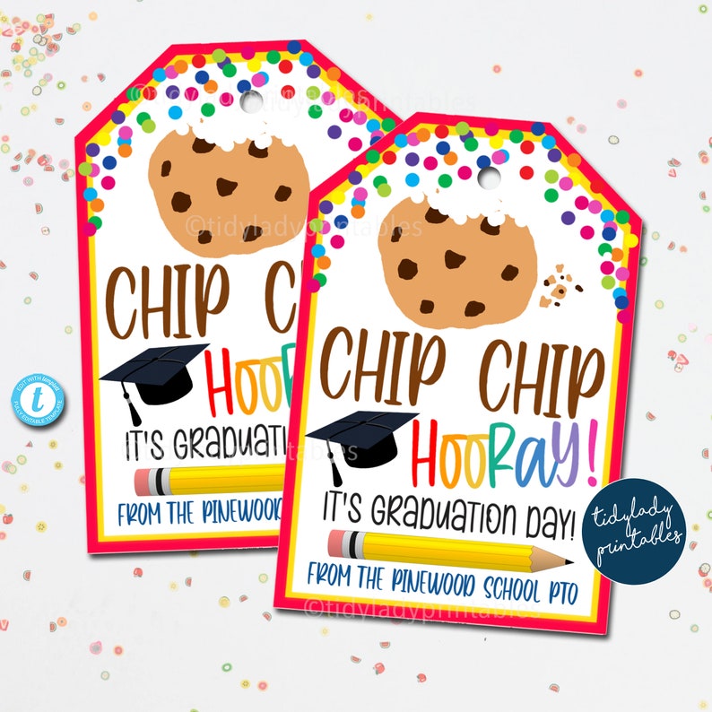 Graduation Cookie Gift Tags: Editable Chip Chip Hooray (digital) - Etsy