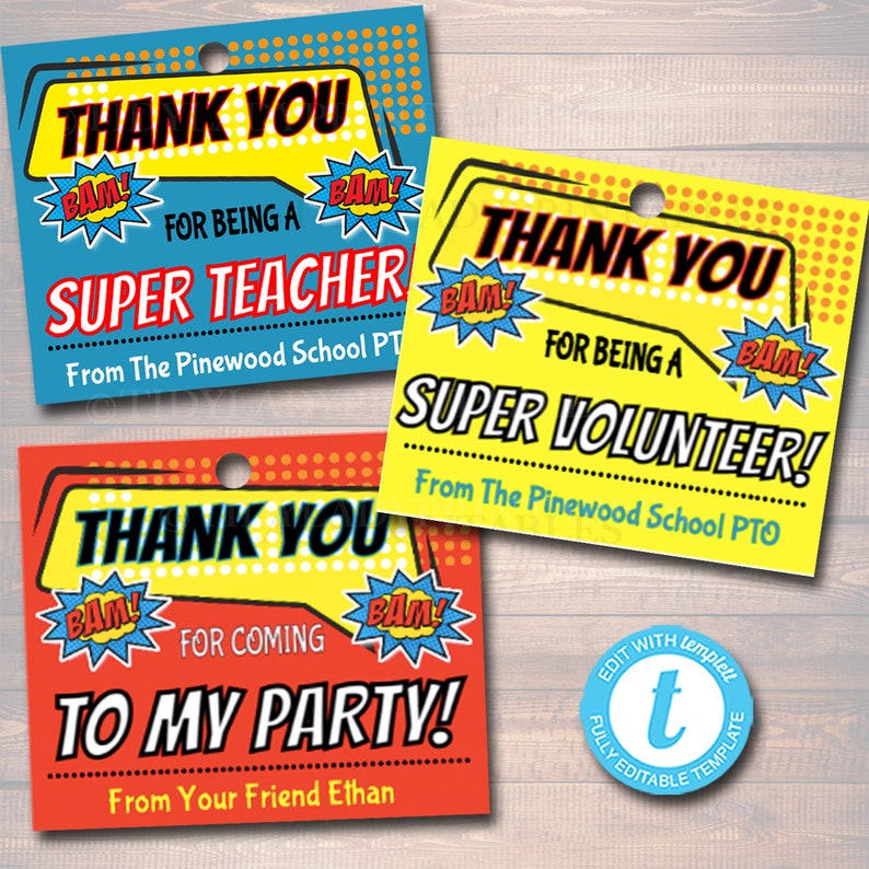 Superhero Favor Tags: Editable Star Theme (digital Files) - Etsy