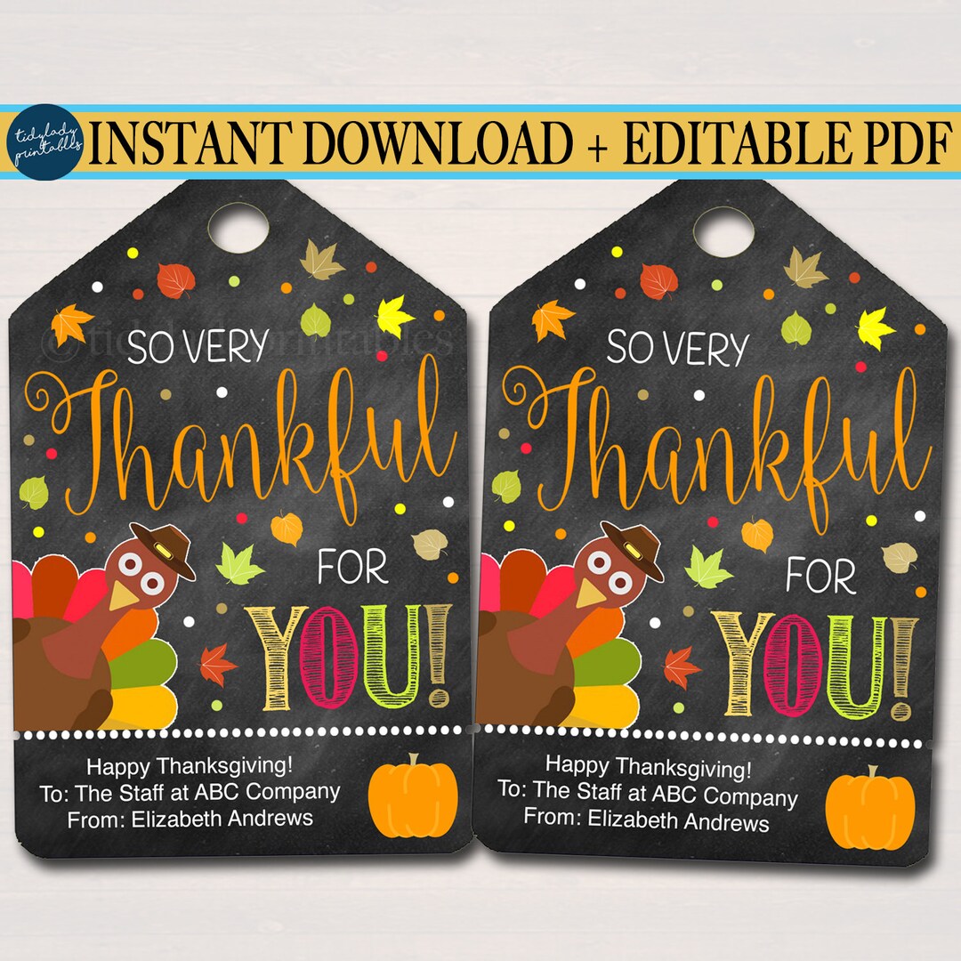 Thanksgiving Gift Tags, Grateful Thankful for You, Holiday Fall Staff ...