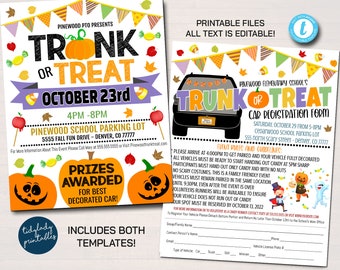 EDITABLE Trunk or Treat Invitation Printable Halloween Invitation ...