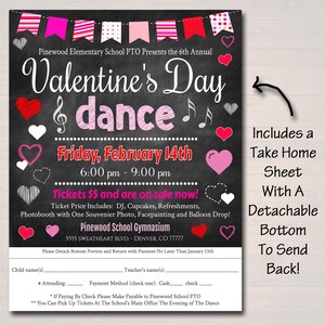 EDITABLE Valentine's Day Dance Set School Dance Flyer Party Invite ...