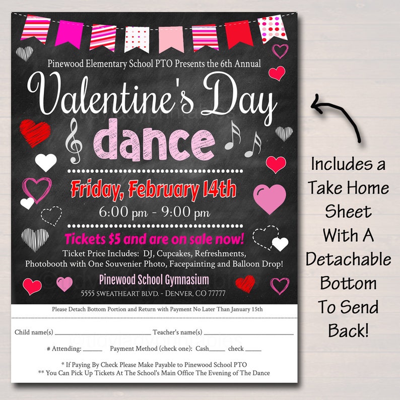 EDITABLE Valentine's Day Dance Set School Dance Flyer | Etsy