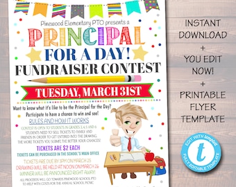 Principal for a Day Contest Fundraiser Flyer EDITABLE - Etsy
