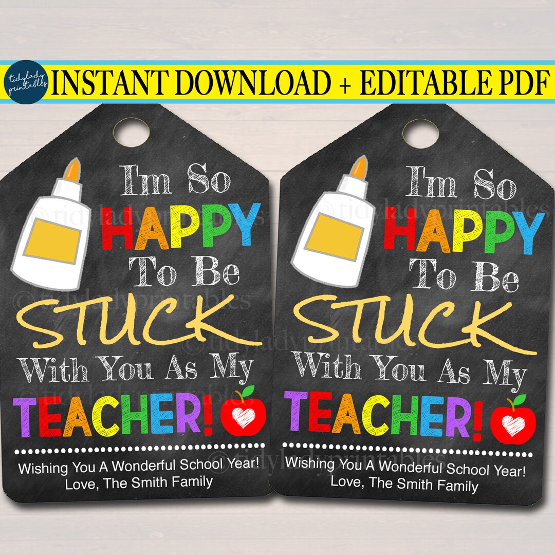 Editable Teacher Appreciation Gift Tags: Glue Theme (instant Download ...