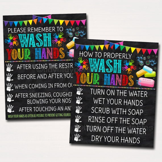 Hand Washing Posters, Health Safety Prevention Posters, School ...