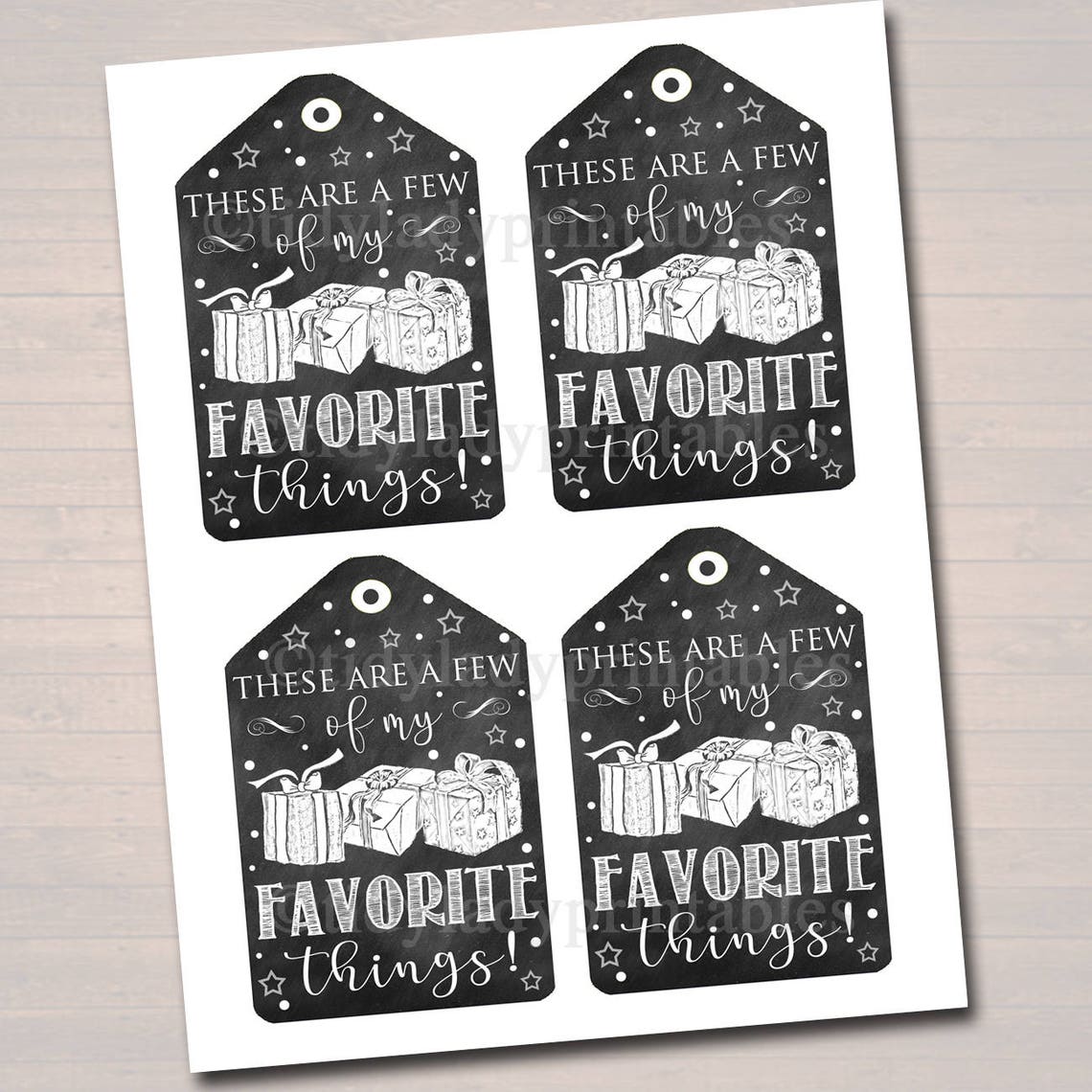 Favorite Things Party Gift Tags Teacher Printable Labels | Etsy
