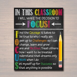 FOCUS Acronym Poster, Growth Mindset, INSTANT DOWNLOAD Printable ...
