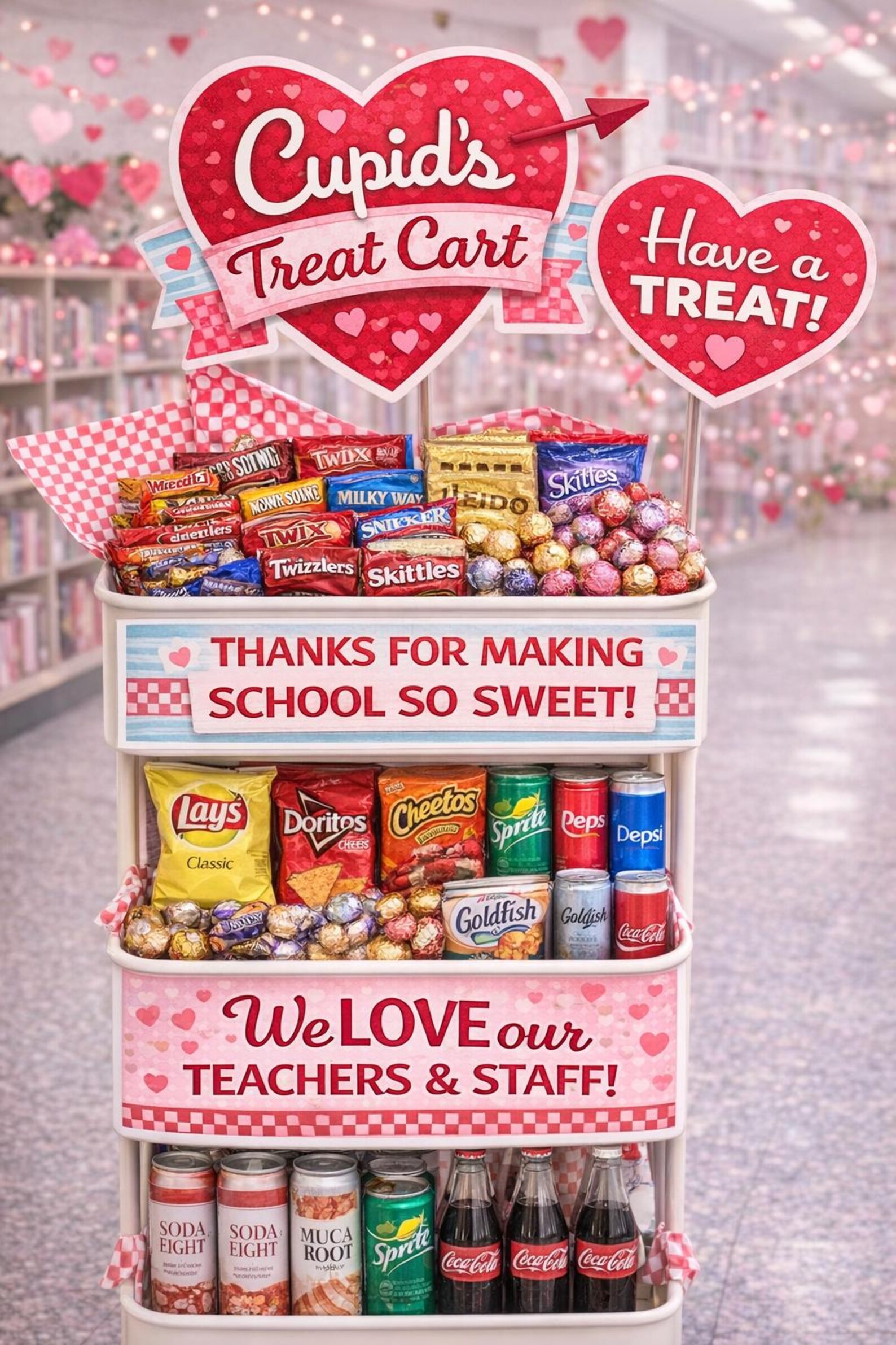 Teacher Appreciation Valentine's Day Snack Cart Printables, School PTO ...