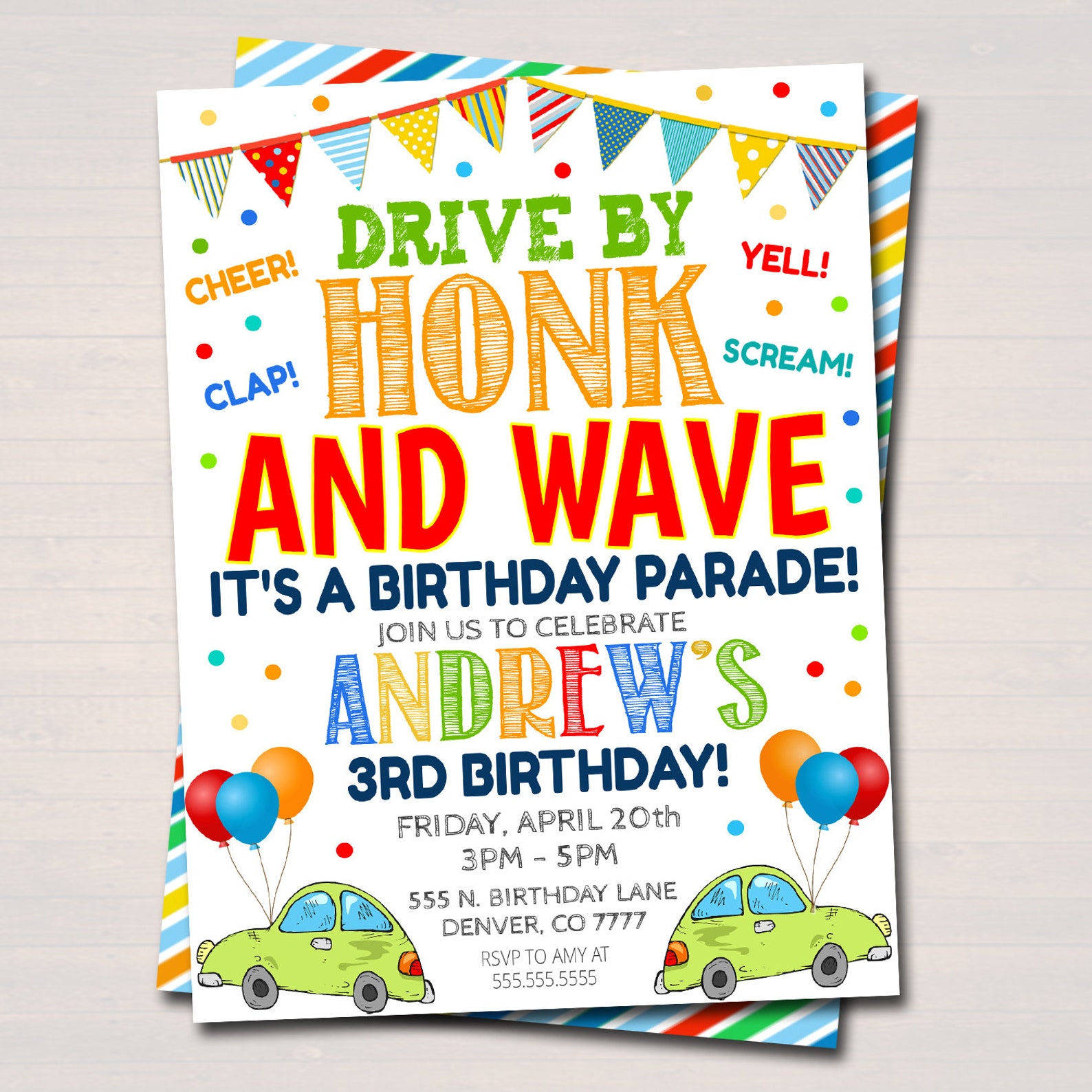 Drive by Birthday Parade Invitation Virtual Birthday Party - Etsy