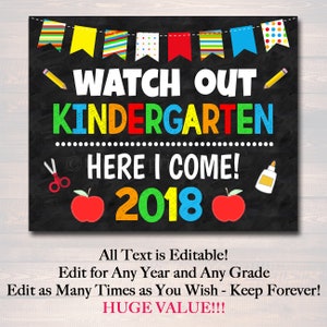 First Day of School Sign, Kindergarten Preschool Graduation Decor ...
