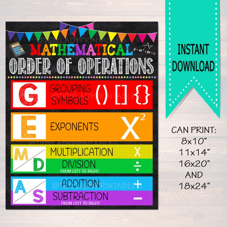 Order of Operations Math Theory Classroom Poster PRINTABLE - Etsy