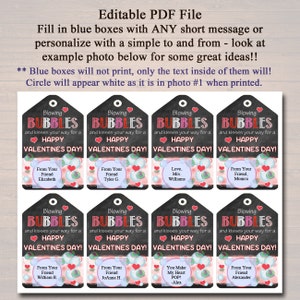 EDITABLE Valentine's Day Tags, INSTANT DOWNLOAD, Printable Kids Non ...