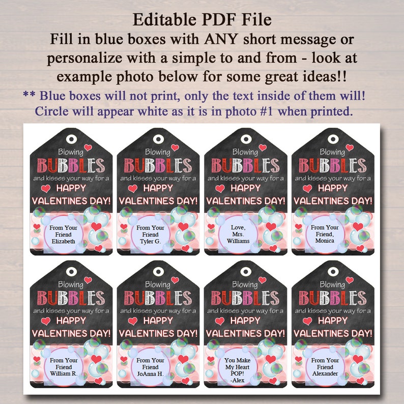 EDITABLE Valentine's Day Tags INSTANT DOWNLOAD Printable | Etsy