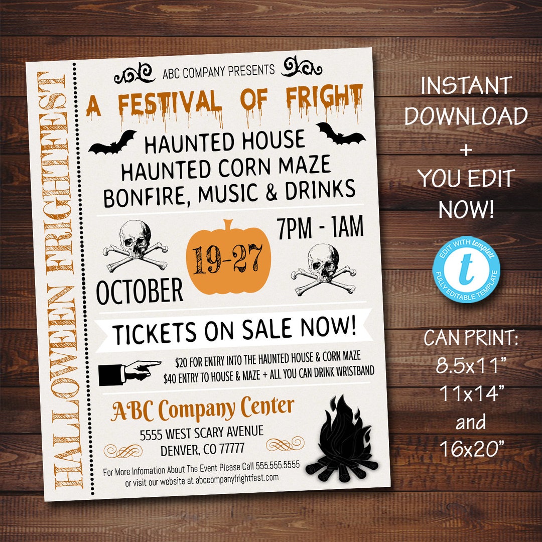 EDITABLE Halloween Flyer/invitation Printable Halloween Event ...