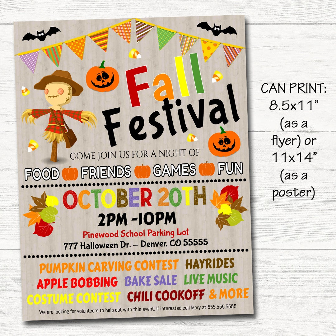 Editable Fall Festival Flyer: Halloween Harvest Party (digital Download ...