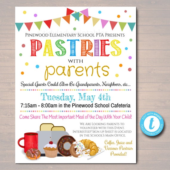 Design & Templates Paper & Party Supplies EDITABLE flyer PTA PTO Event ...