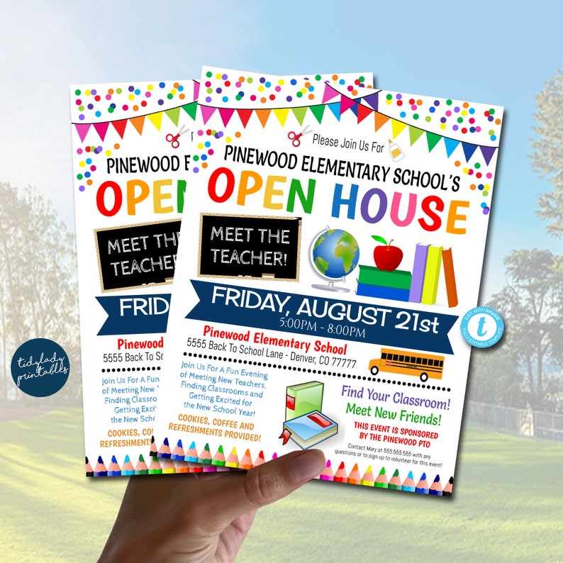 Editable School Open House Flyer: Printable Invitation, PTA PTO Event ...