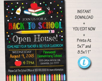 Back to School Open House Invitation, Instant Download, Editable Back ...