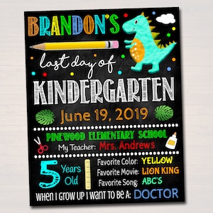 EDITABLE Dinosaur Last Day of School Photo Prop Back to School ...