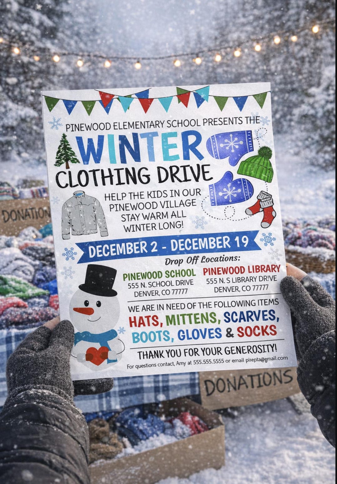 Editable Winter Clothing Drive Flyer: Printable Charity Fundraiser ...