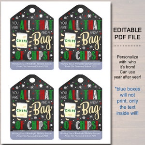 Christmas Chip Tags: Holiday Thank You Gift Labels (editable PDF) - Etsy