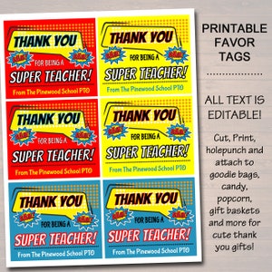 EDITABLE Superhero Favor Tags, Digital Files, Super Hero Star Themed ...