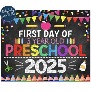 First Day of Preschool 2024 Sign: Rainbow Confetti (digital Download ...
