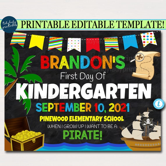 Pirate First Day Of School Sign, Back to School Chalkboard Poster ...