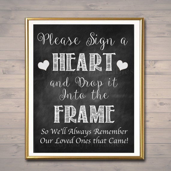 Please Sign a heart, Shadow Box Wooden Heart Wedding Guest Book, Please ...