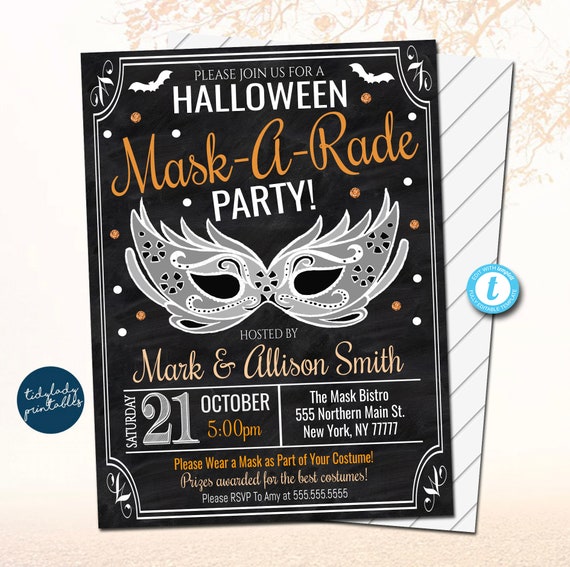 Halloween Masquerade Party, Mask Invitation, Mask-a-rade party, Adult ...