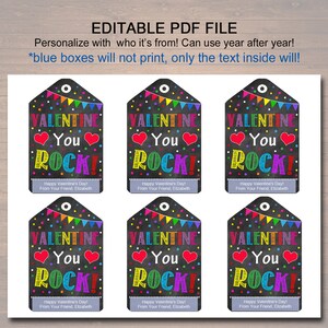 EDITABLE You Rock Valentine's Day Gift Tags, Staff Teacher Friend ...