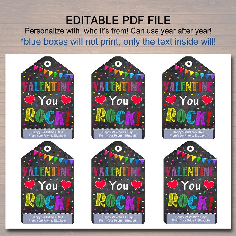 EDITABLE You Rock Valentine's Day Gift Tags Staff Teacher - Etsy