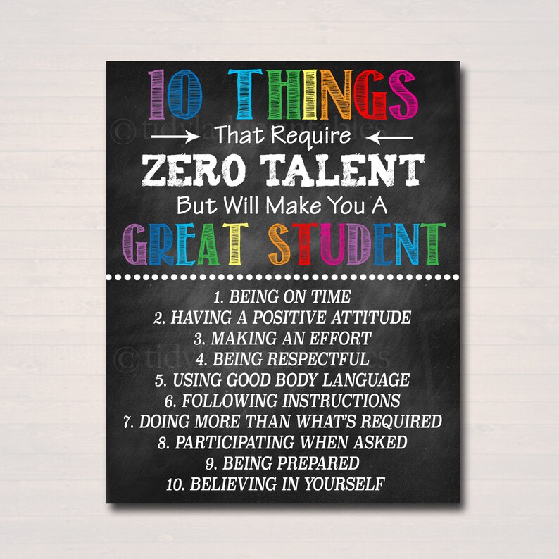 Classroom Poster: 10 Things Requiring Zero Talent (digital Download) - Etsy