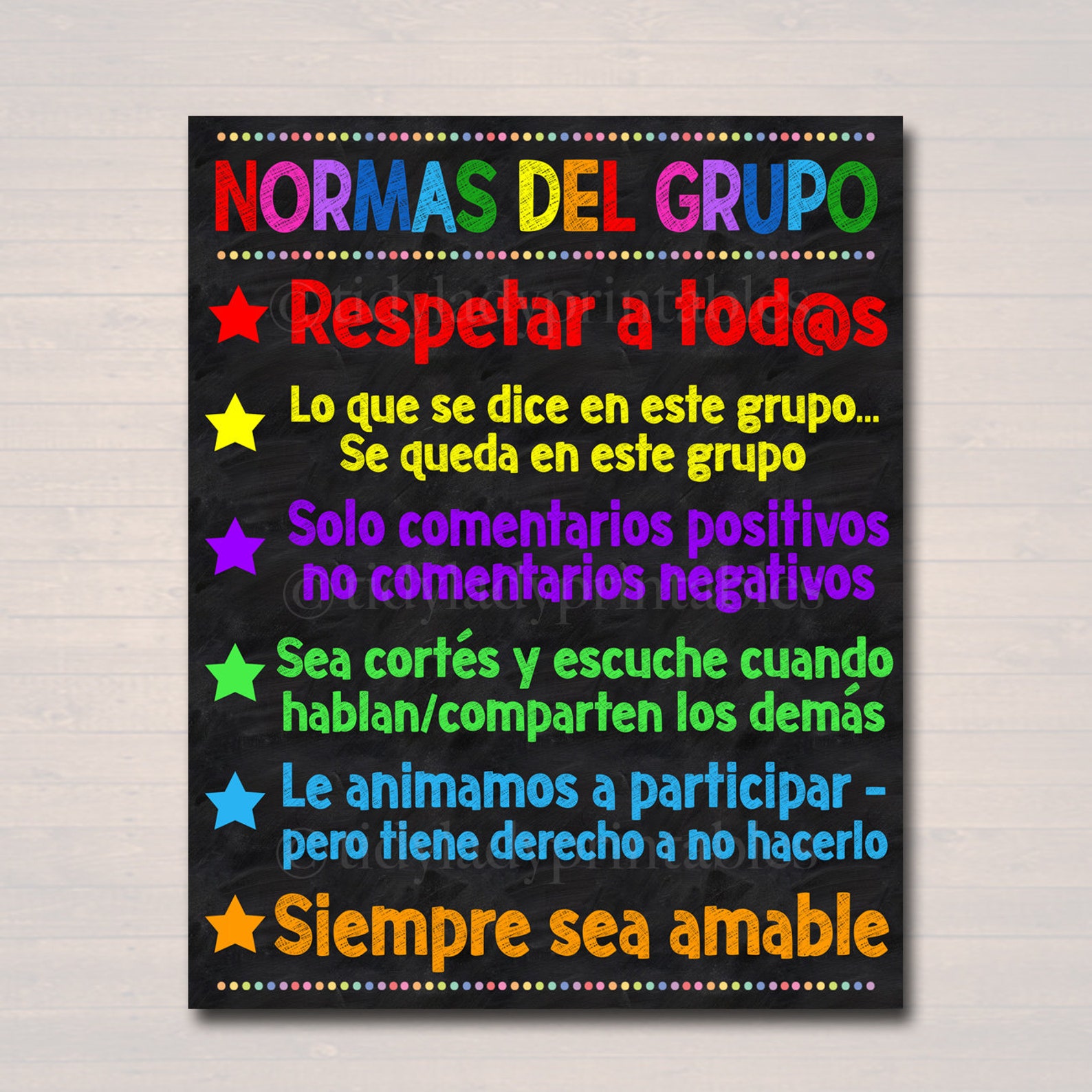 Spanish Counseling Group Rules Poster: Therapist Office Decor (digital ...