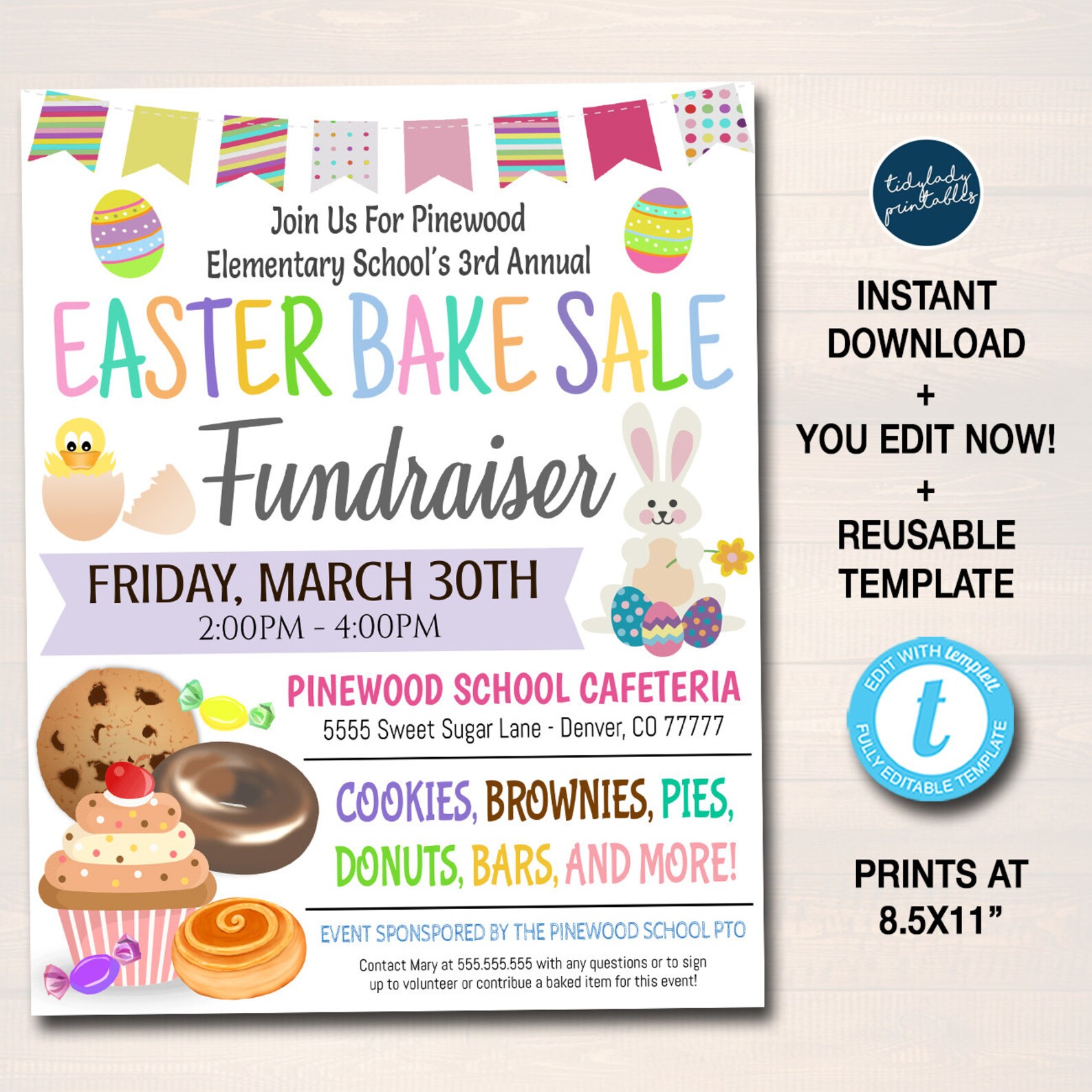 Easter Bake Sale Flyer Spring Fling Festival Flyer Printable | Etsy